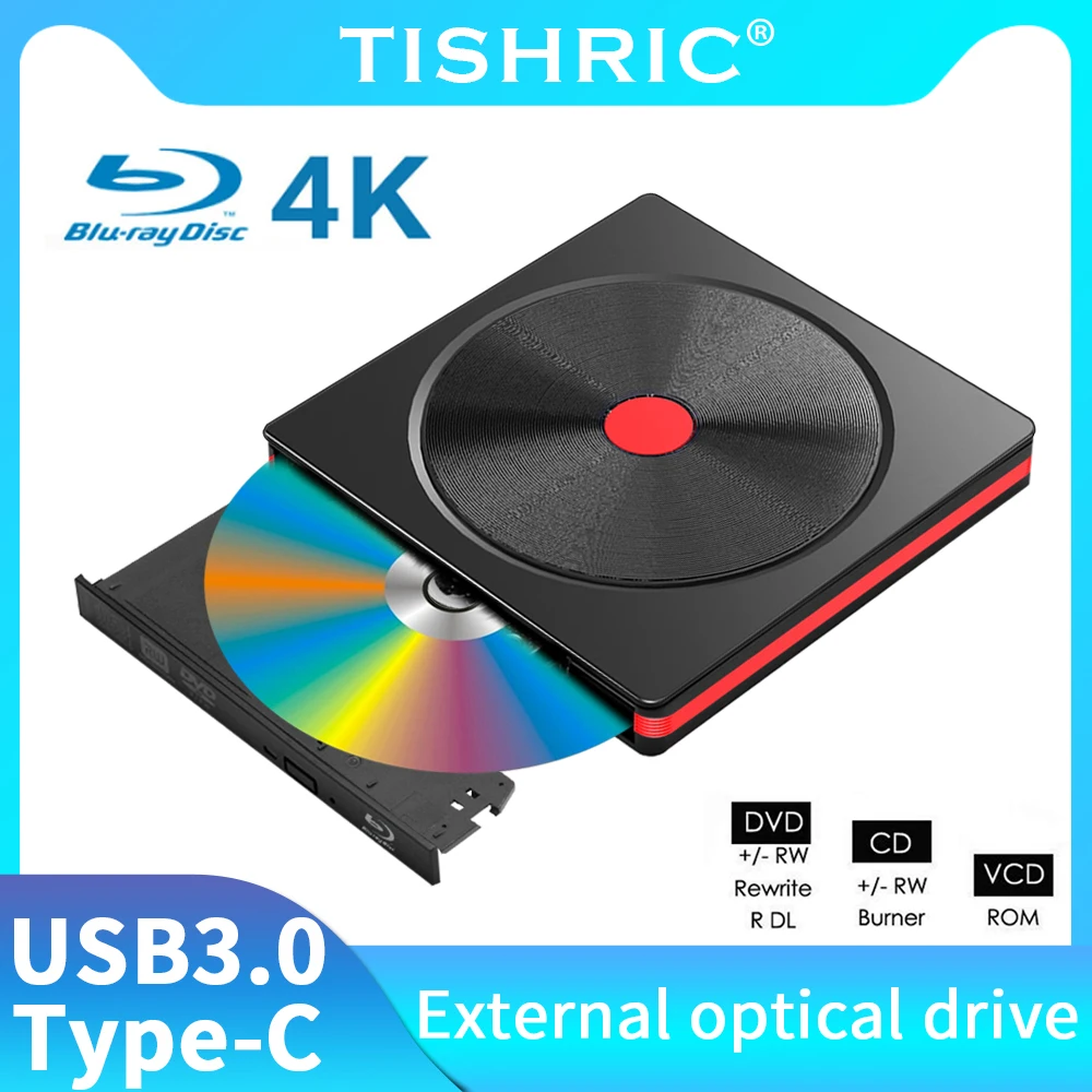 TISHRIC-External-DVD-CD-Drive-Player-For-PC-24X-8X-CD-DVD-Reader-Writer ...
