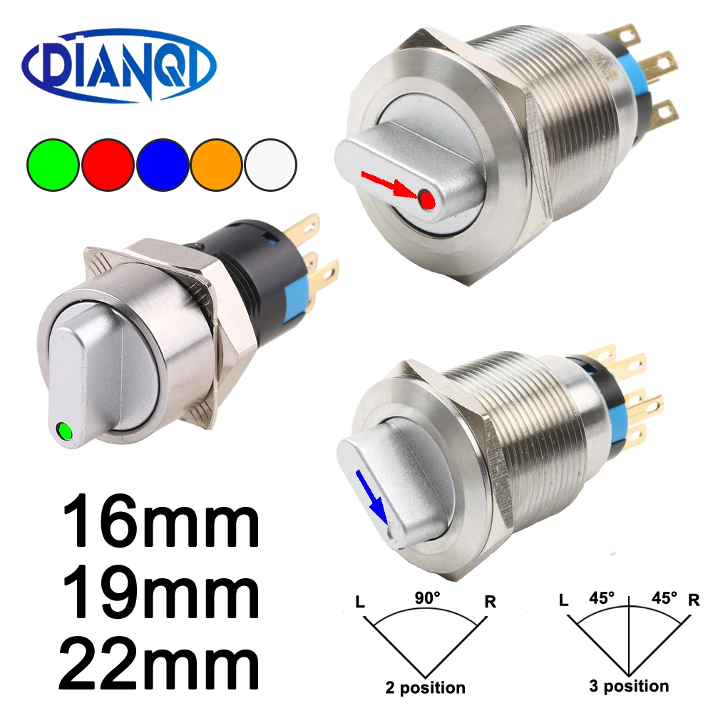 16mm-19mm-22mm-2-3-position-Waterproof-With-12V-LED-rotary-switches ...