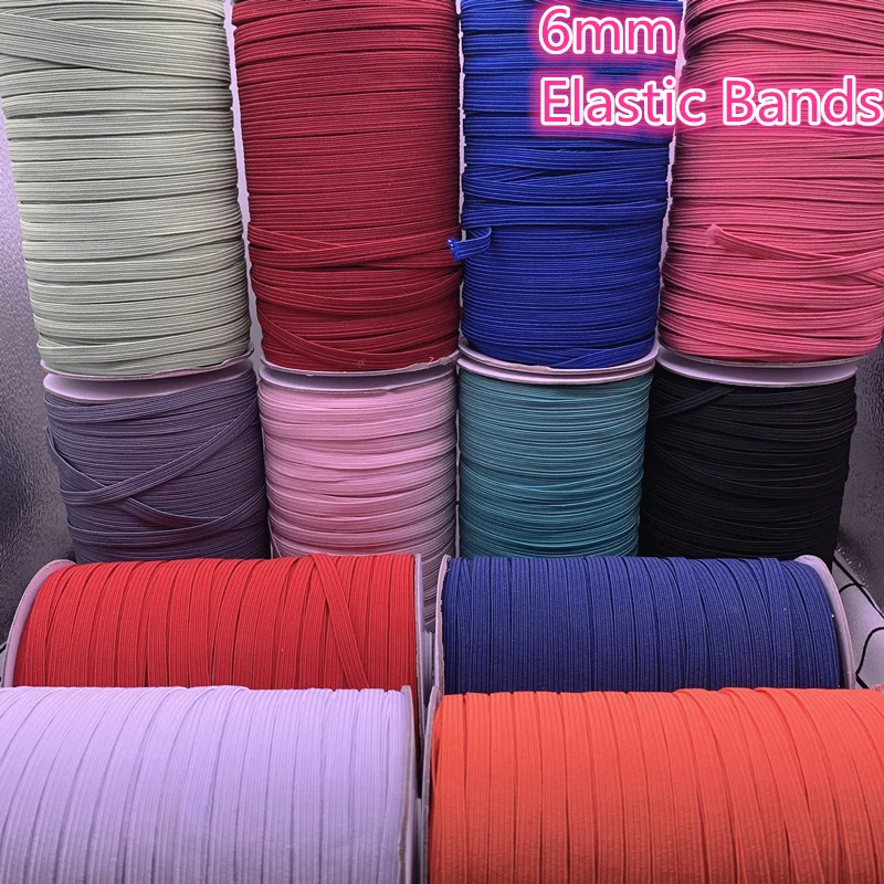 NEW 5 Yards 6mm Hight-Elastic Bands Spool Sewing Band Flat Elastic Cord ...