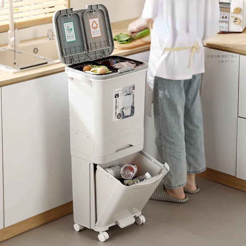 2-3layers-Kitchen-Classification-Waste-Bins-Large-Capacity-Dry-and-Wet ...