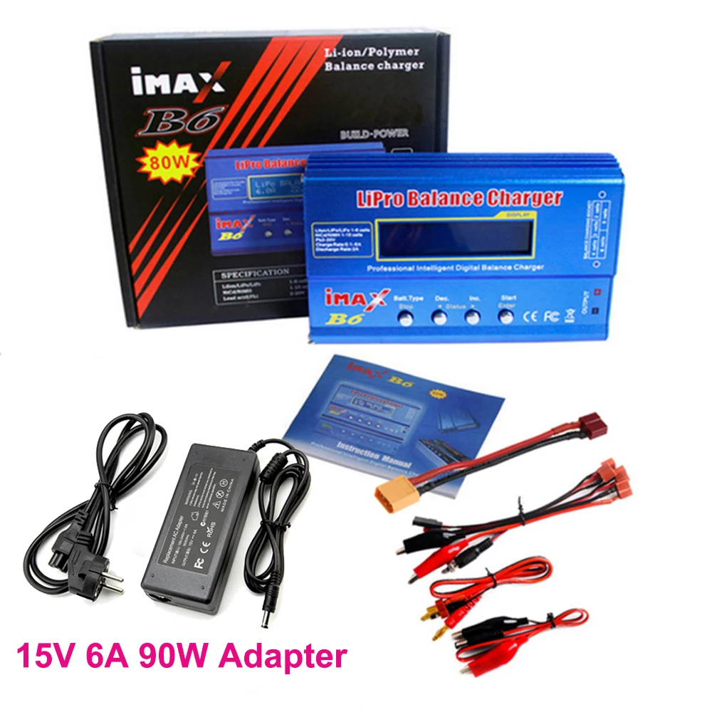 Imax B6 80W 밸런스 충전기 T/XT60 플러그, RC Lipo 배터리 용 15V/6A DC 컨버터 어댑터 포함 ...