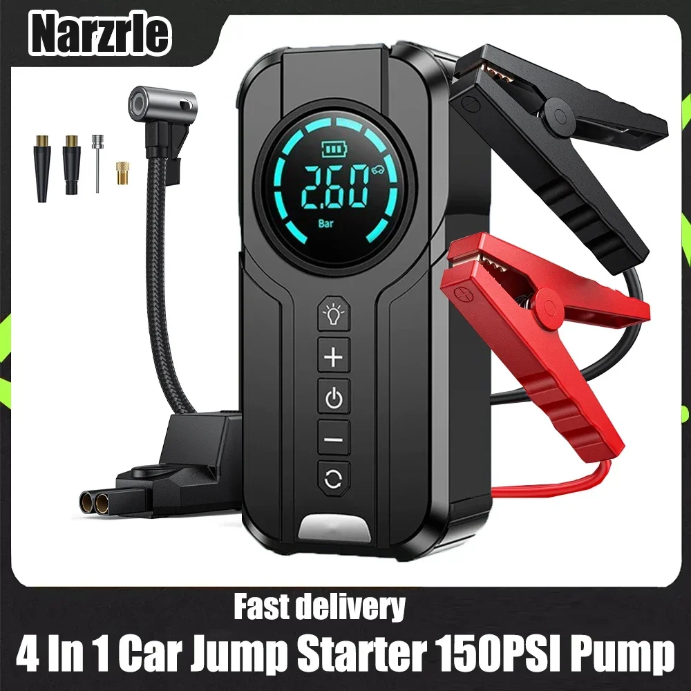 Car-Jump-Starter-4-In-1-Air-Pump-Power-Bank-Lighting-Compressor-Cars ...