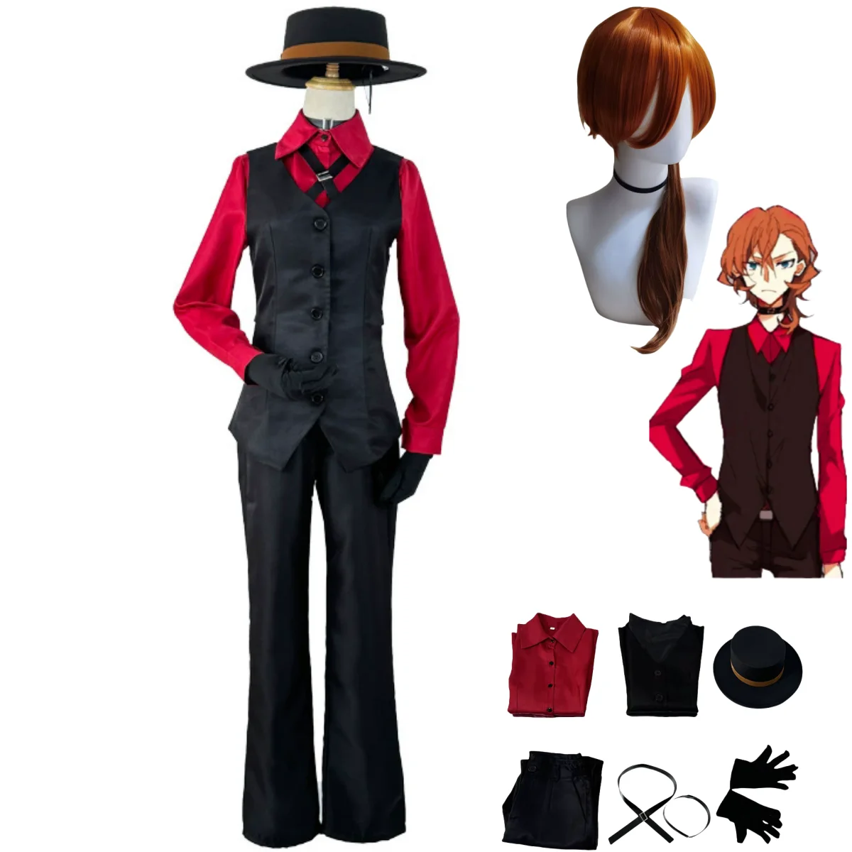 Anime Bungo Stray Dogs Beast Nakahara Chuuya Cosplay Costume Red Shirt ...