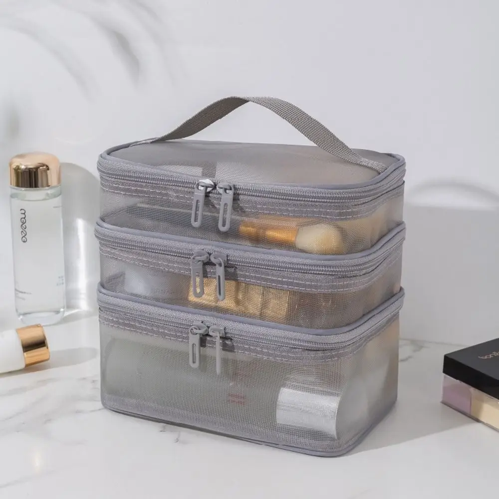 Women's Transparent Mesh Travel Cosmetic Bag Makeup and Toiletries Kit ...