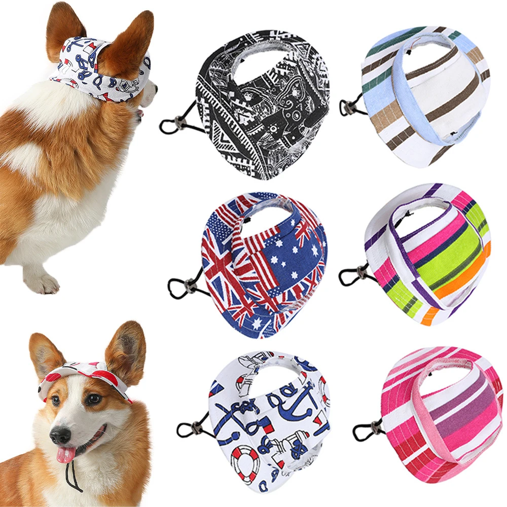 Pet Hat with Ear Holes Adjustable Sunproof Bucket Hats For Large Medium ...