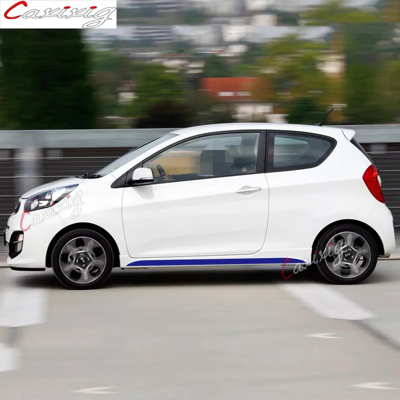 Carbon-Fiber-Sport-Door-Side-Skirt-Stripes-For-KIA-Picanto-Morning-Car ...