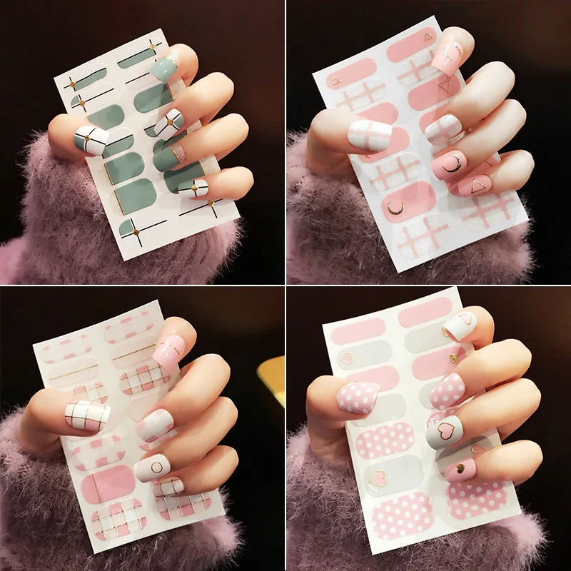 Four styles of nail Stickers fashion nail Sets Self adhesive nail ...