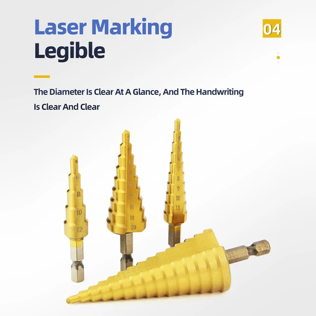 HSS Titanium Step Drill Bit Conical Stage Drill For Metal Wood High Speed Stepped Drill Set ...