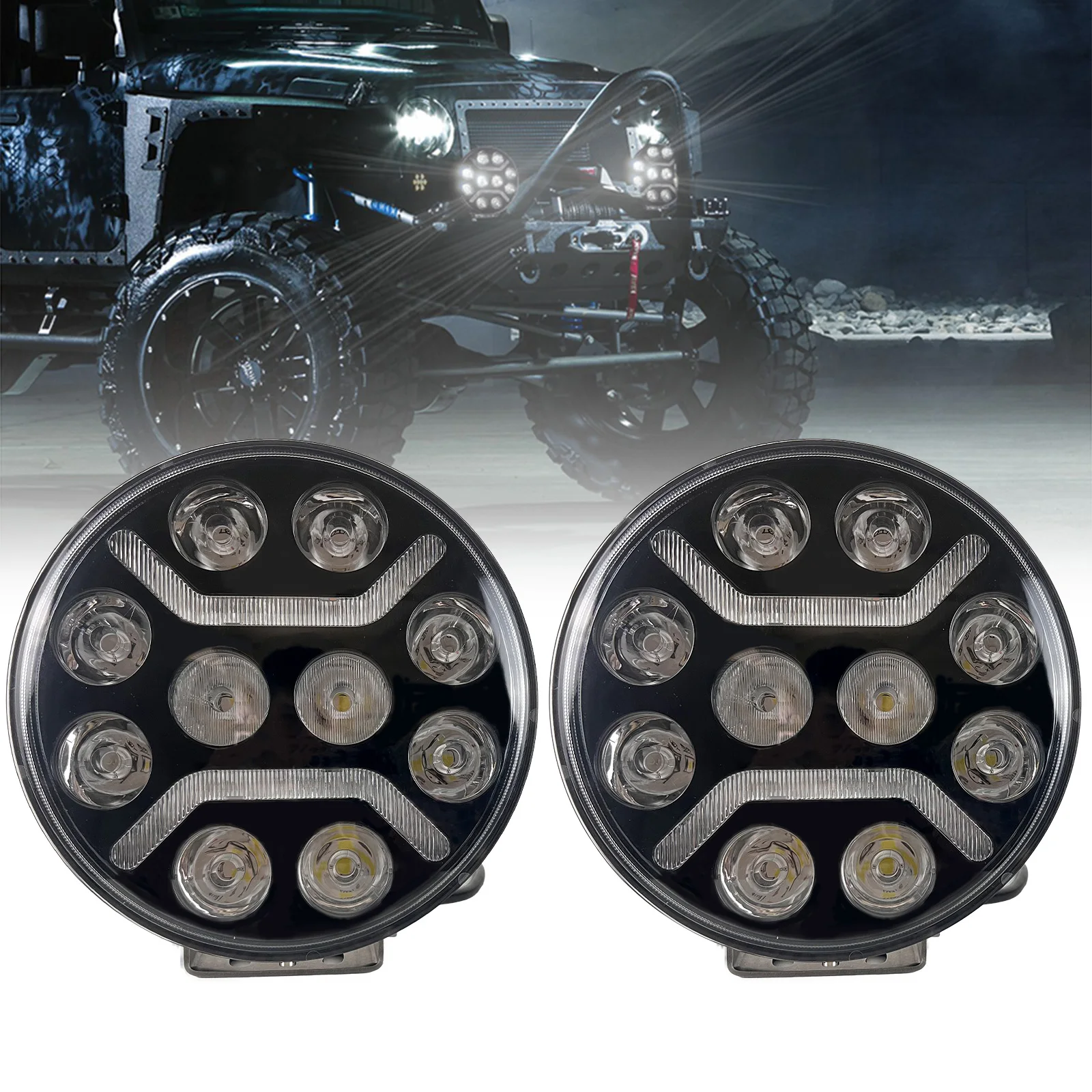 9-Inches-90W-Round-Driving-Led-Work-Lights-For-Truck-SUV-ATV-Tractor ...