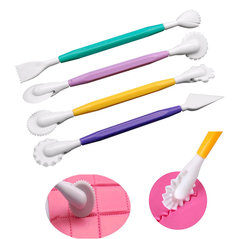4 Pcs/set Fondant Cake Decorating Sugarcraft Making Wheel Embosser ...