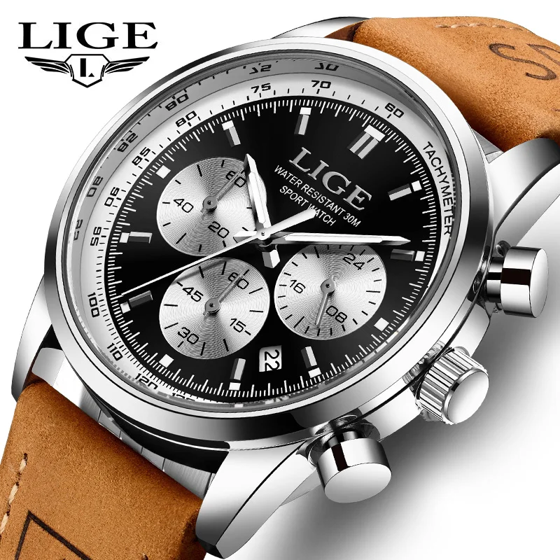 LIGE-Luxury-Mens-Watches-High-Quality-Waterproof-Chronograph-Luminous ...