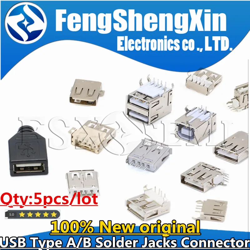 5PCS-USB-Type-A-Standard-Port-Female-Male-Solder-Jacks-Connector-PCB ...