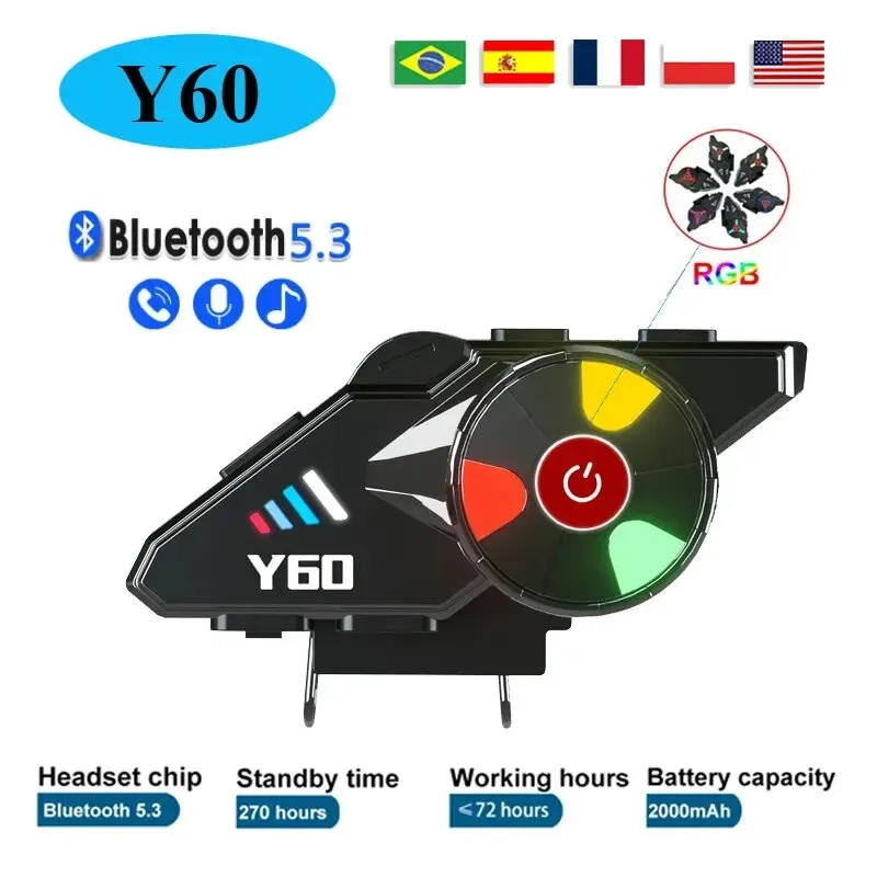 Y60-Motorcycle-Helmet-Bluetooth-Headset-Wireless-Waterproof-Handsfree ...