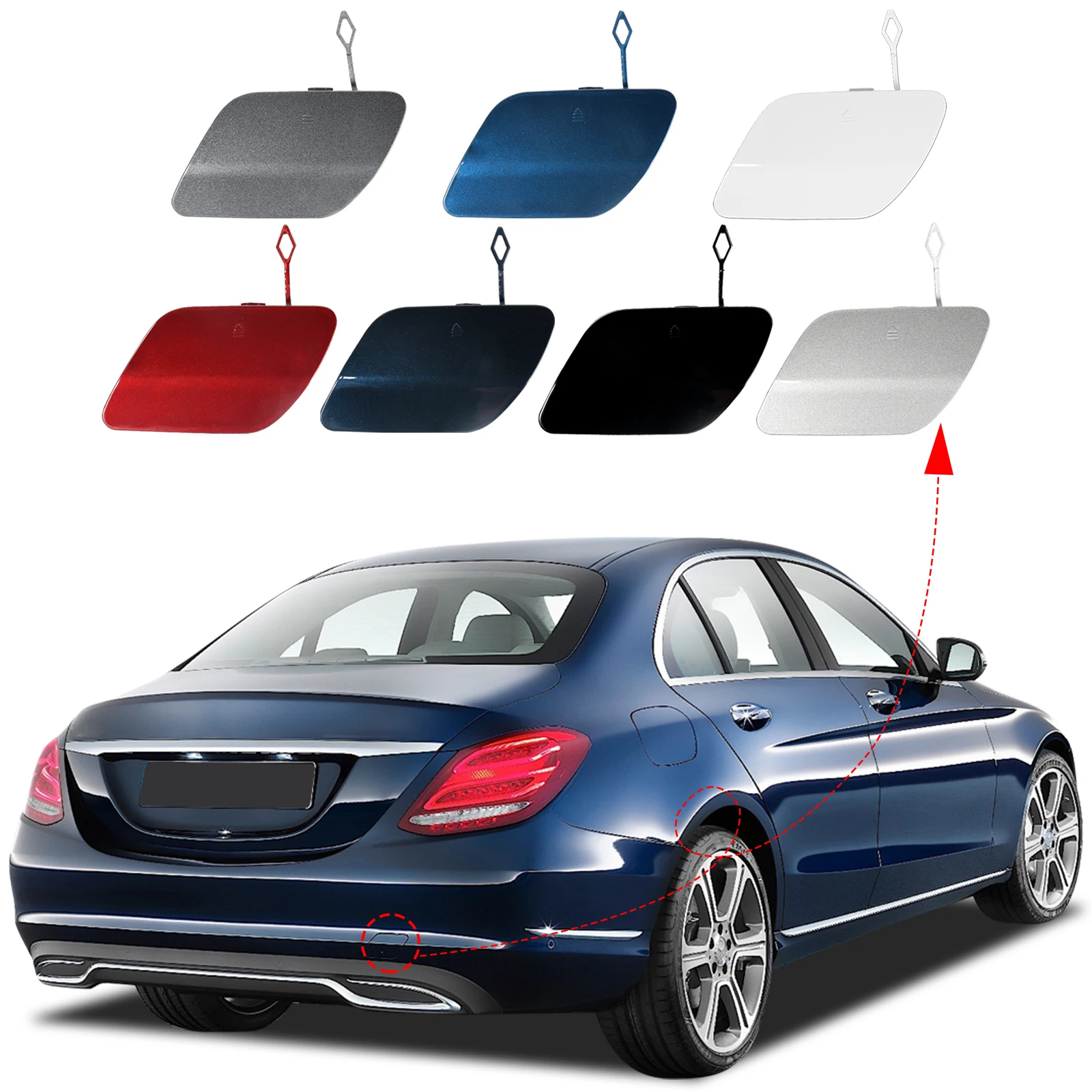 Rear-Bumper-Tow-Hook-Cover-Cap-Eye-For-Mercedes-Benz-C-Class-W205-C180 ...