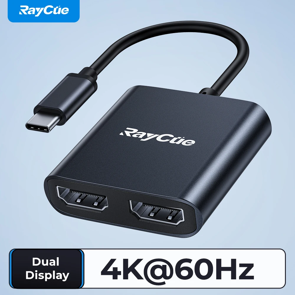 RayCue-Adaptador-USB-C-a-HDMI-Dual-divisor-4K-60Hz-2-monitores-pantalla ...