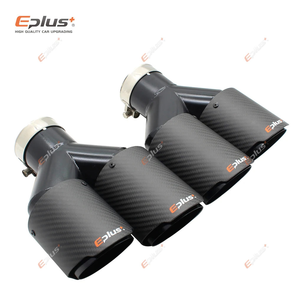 EPLUS-Car-Carbon-Fiber-Matte-Muffler-Tip-Y-Shape-Double-Exit-Exhaust ...