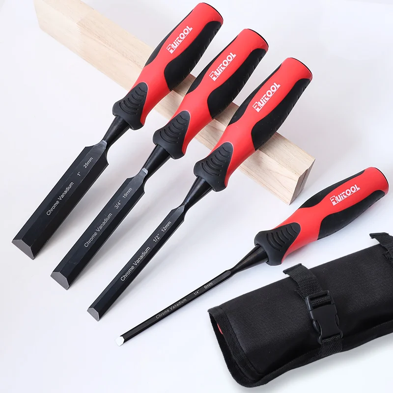 4pcs-Wood-Chisel-Set-Chrome-Vanadium-Steel-Sharp-Carving-Bevel-Edge ...