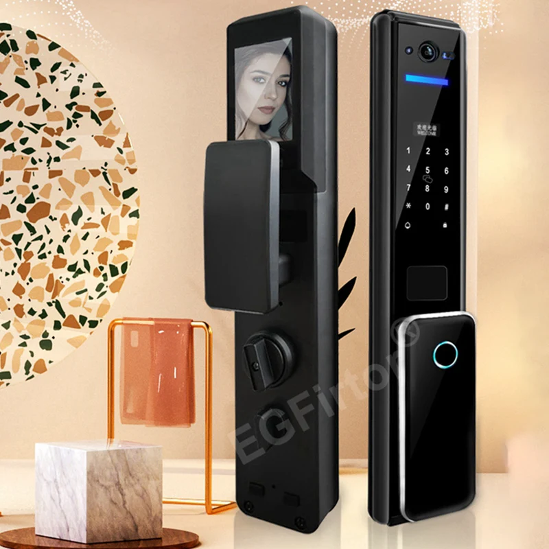 3D Face Recognition Electronic Smart Door Lock Auto Cat Eye Security ...