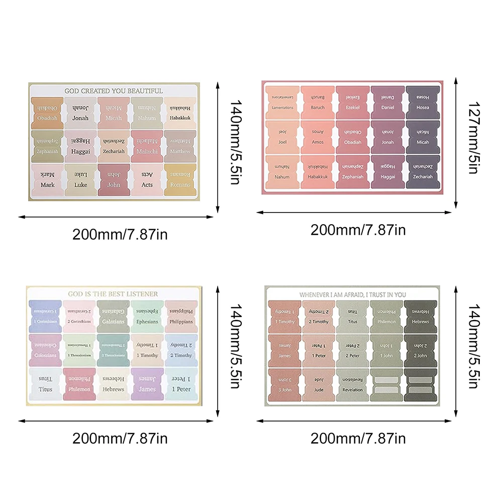 Generic 5 Sheet Self-Adhesive Paper Tabs Bible Index Tabs Easy Read ...