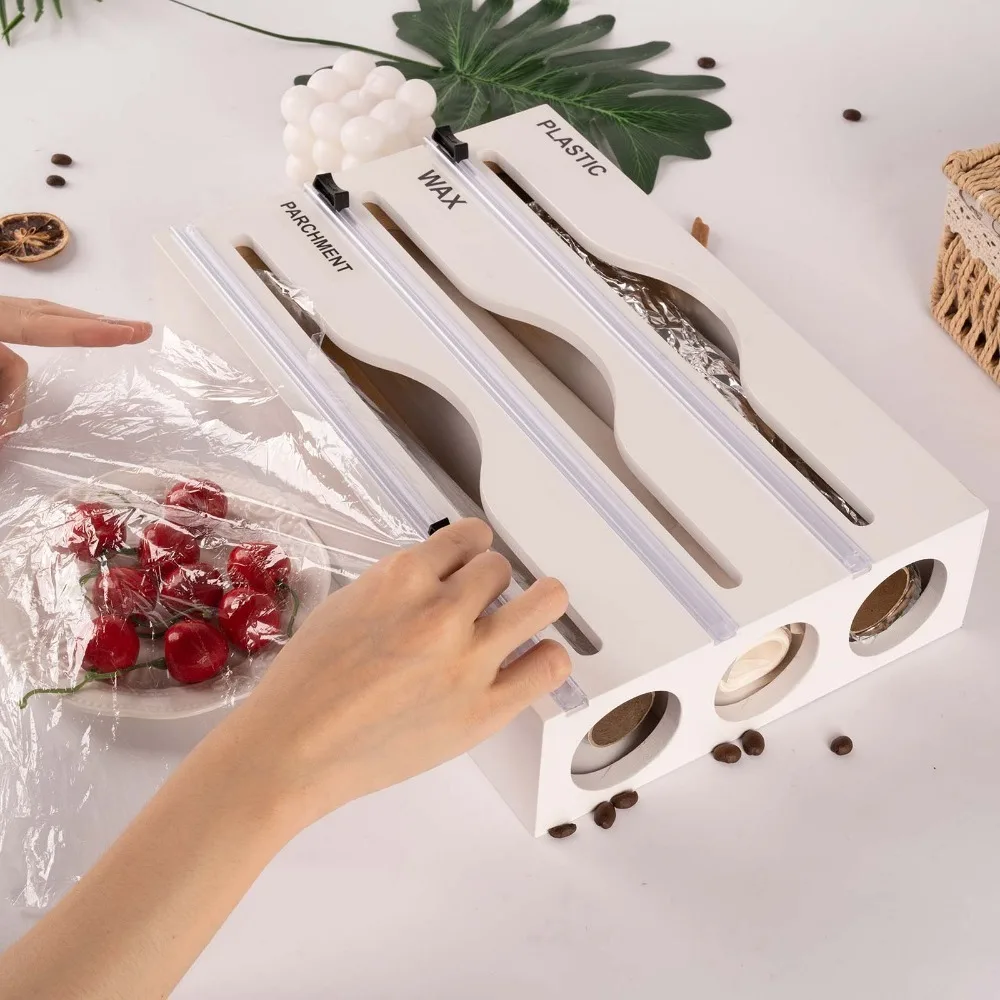 Cling Film Cutter Wall Mounted Wrap Dispenser Aluminum Tin Foil and Wax ...