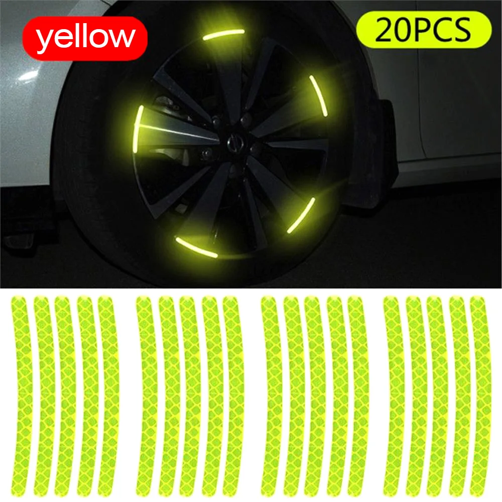 20pcs Car Wheel Hub Reflective Sticker Tire Rim Reflective Strips ...