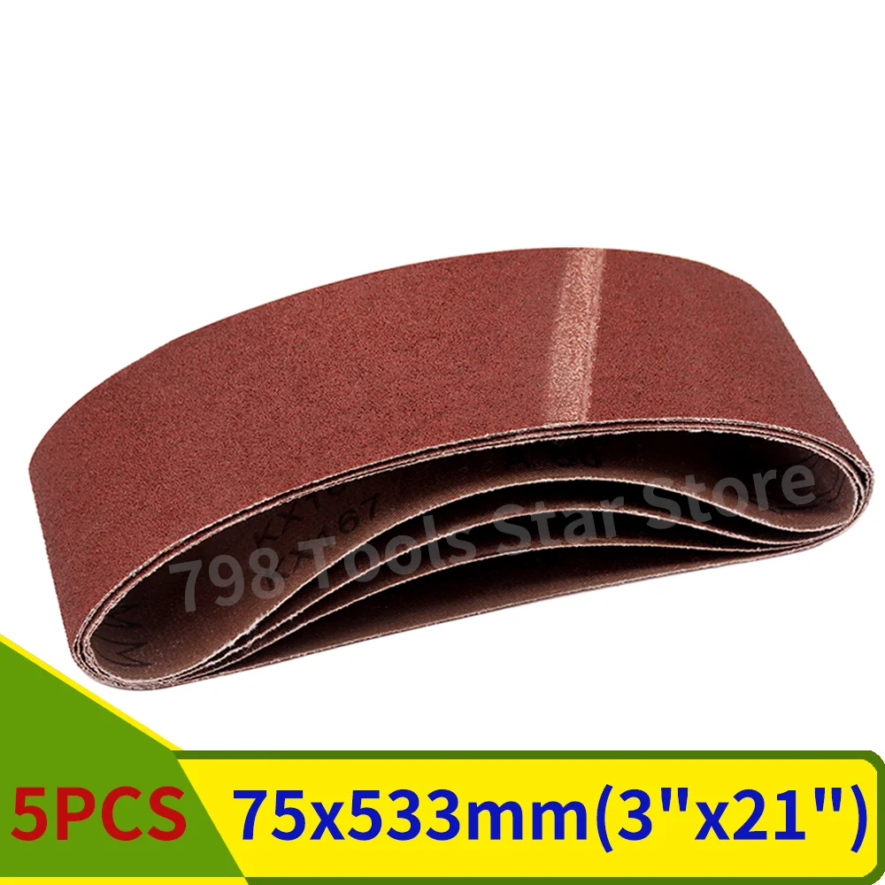 5 Piece 533*75mm Sanding Belts 40-1000 Grits Wood Soft Metal Polishing ...