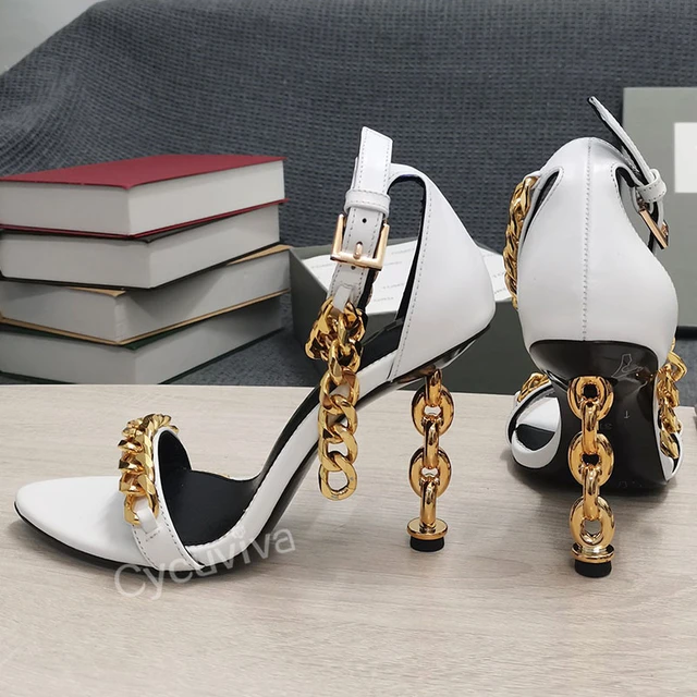 Black And Gold Chain Heels