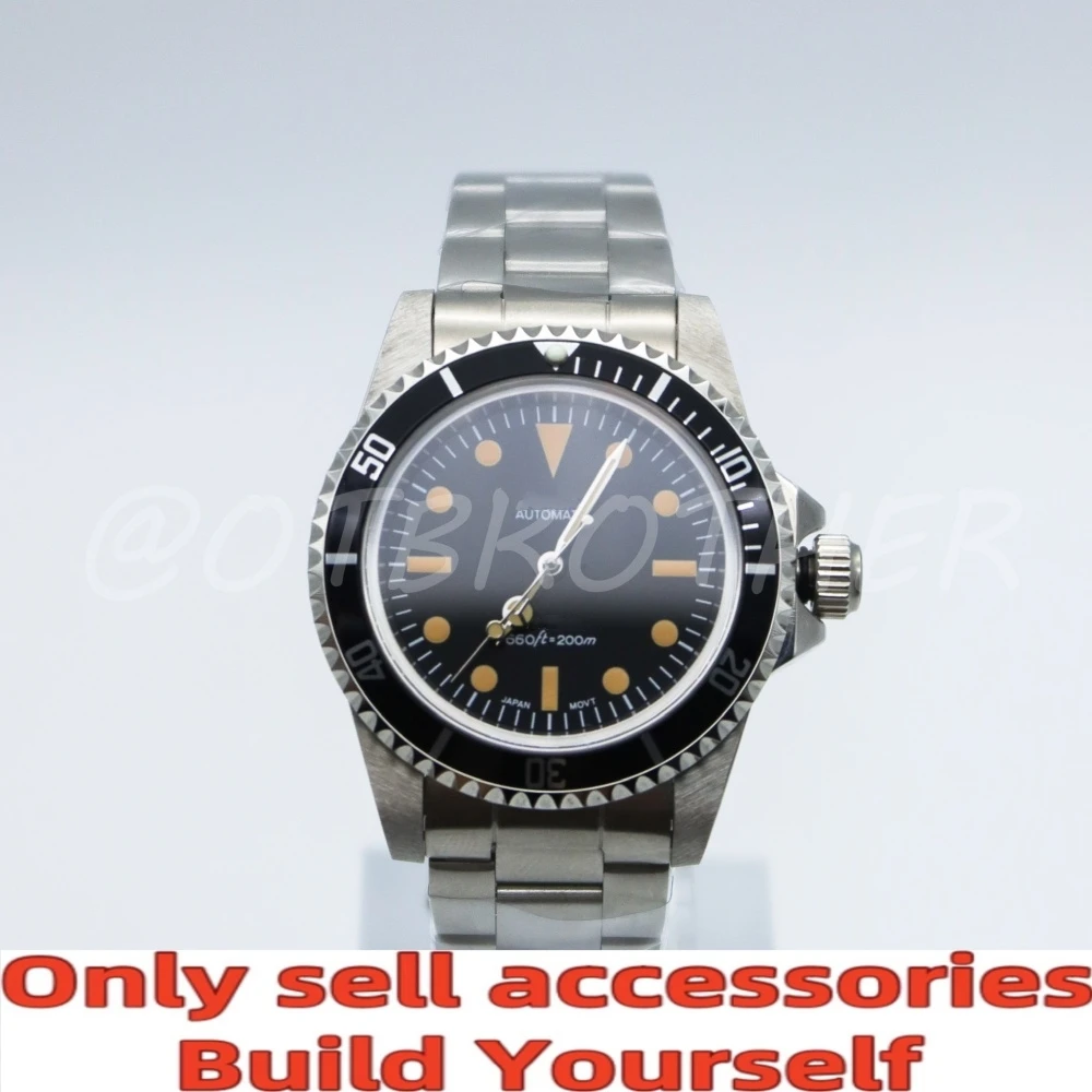 40mm-DIY-ALL-ACCESSORIES-Watch-Sapphire-Black-Bezel-orange-waterproof ...