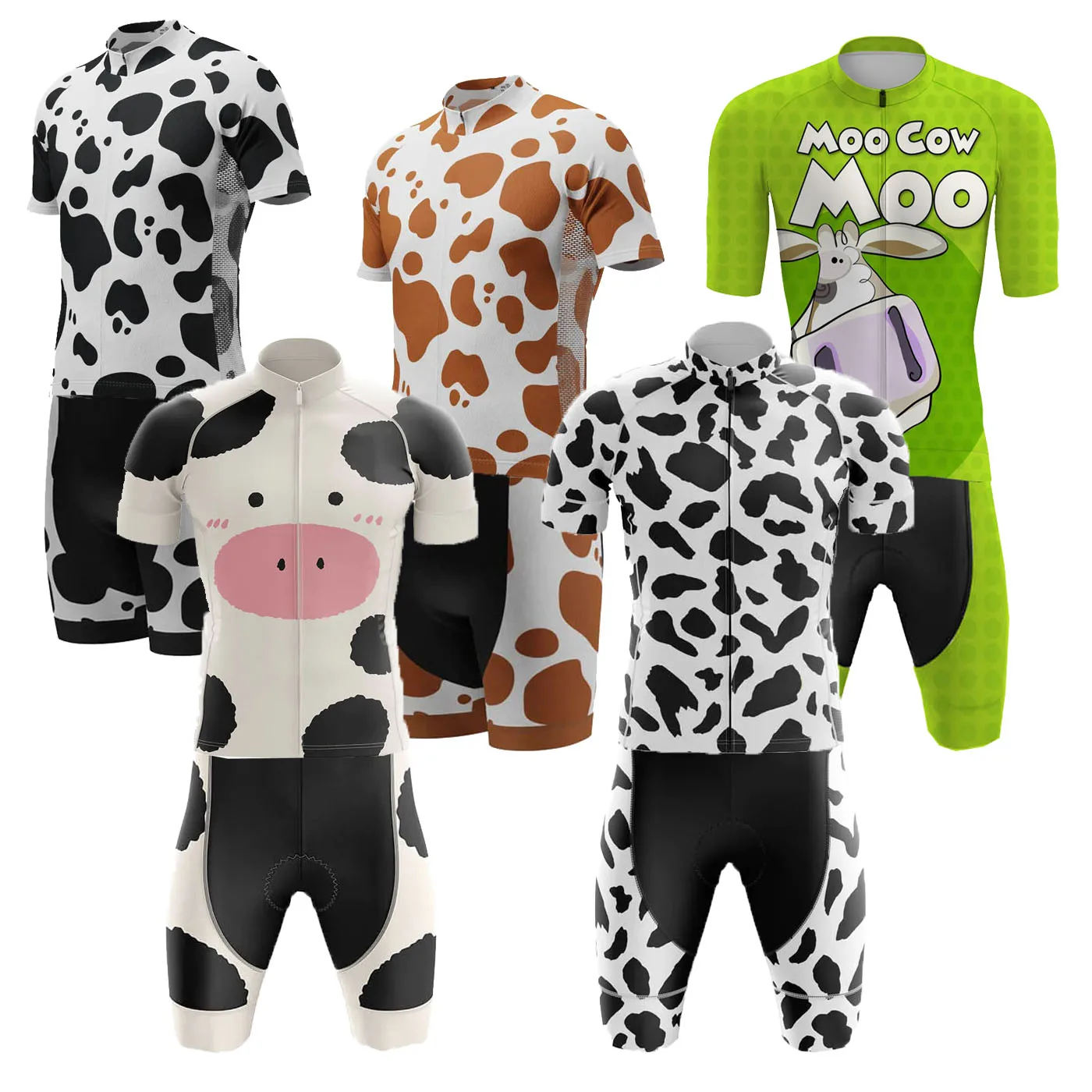 Classic Cow Cowing Funny Cycling Jersey Set Mens and Womens Cycling ...