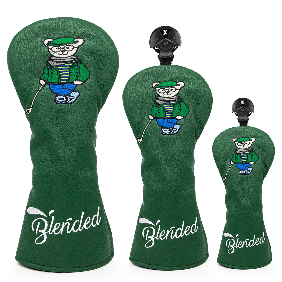 Golf-Club-Headcover-for-1-3-5-Cute-Mr-Bear-Green-Premium-Leather-Driver ...