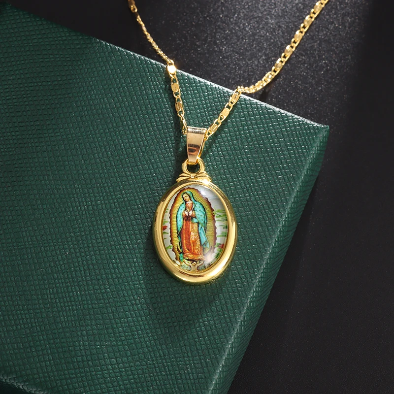 Classic Christian Virgin Mary Pendant Necklace Women's Religious Lucky ...