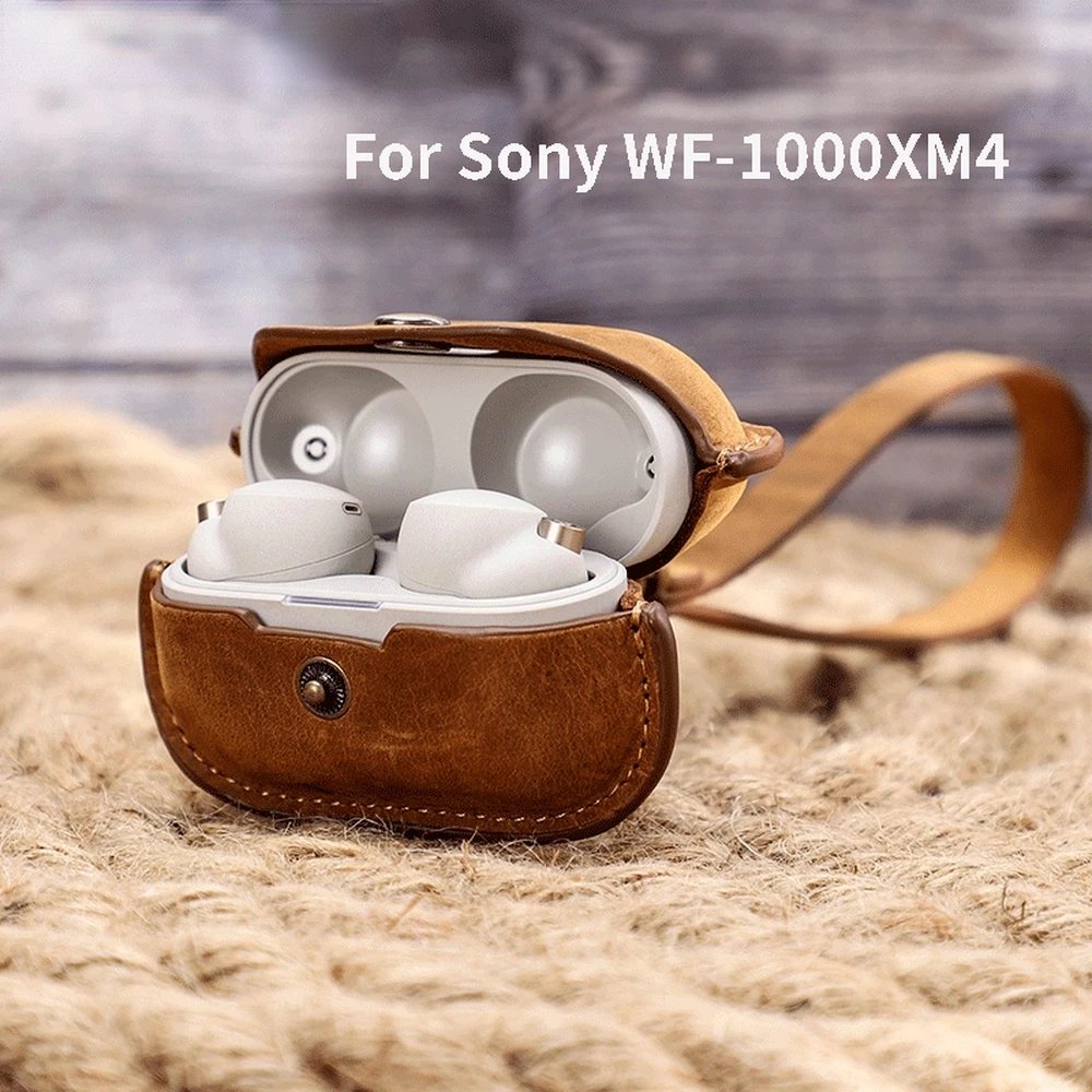 Leather Case for Sony WF-1000XM4 Genuine Leather Protective Cover for ...