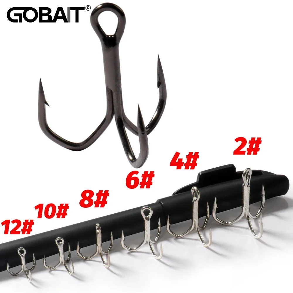 25PCS Treble Hooks 2#-12# Fishhooks Sharp Angle Barbed High Strength ...