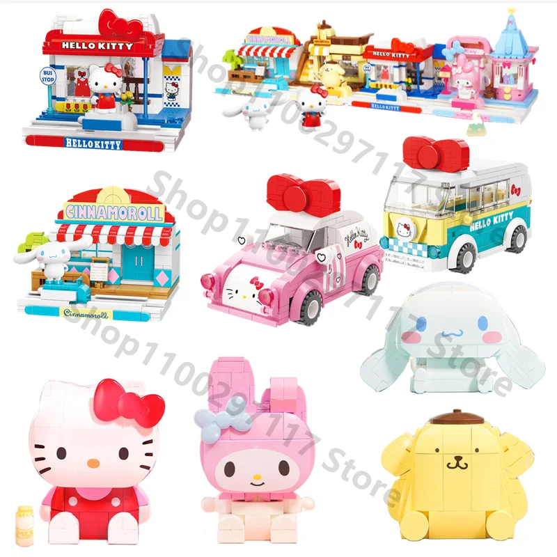 Hello Kitty Buliding Blocks Animation Figures City Street View Bricks ...