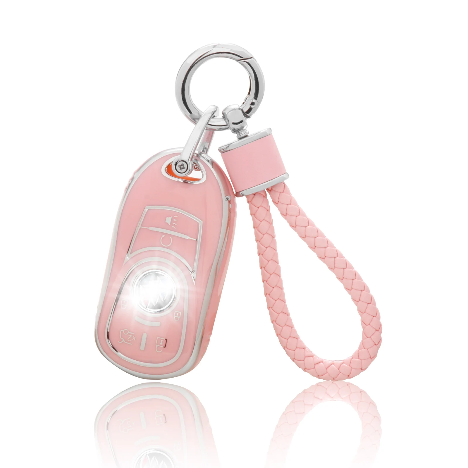 for Buick Key Fob Cover with Keychain, Pink Soft TPU Key Case ...