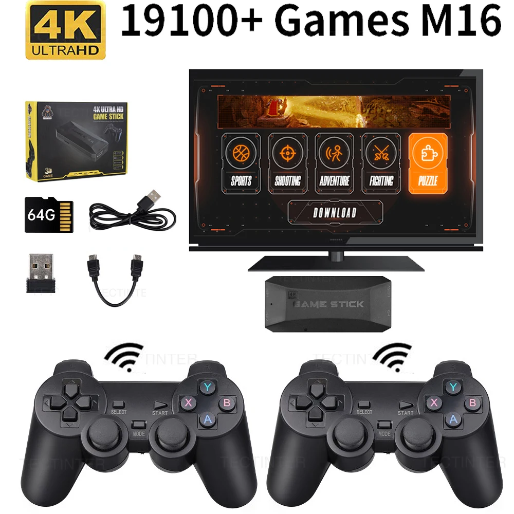 4K-HD-TV-Game-Stick-M16-Video-Game-Console-Built-in-19100-Games ...