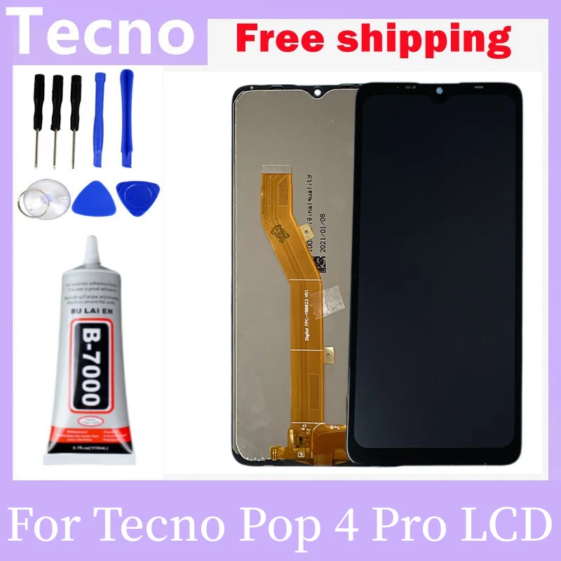 6.52" Original LCD New For Tecno POP 4 Pro BC3 Display Touch Screen Digitizer Assembly For Tecno ...