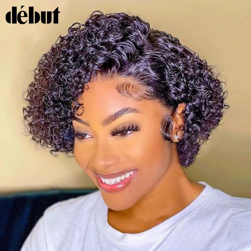 Peruca-Curta-Curly-Bob-para-Mulheres-Pixie-Cut-Perucas-de-Cabelo-Humano ...