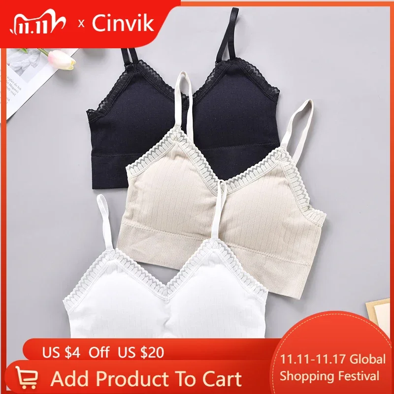 Cinvik-Women-s-Sports-Bras-Seamless-Bra-Adjustable-Strap-Inner-Padded ...