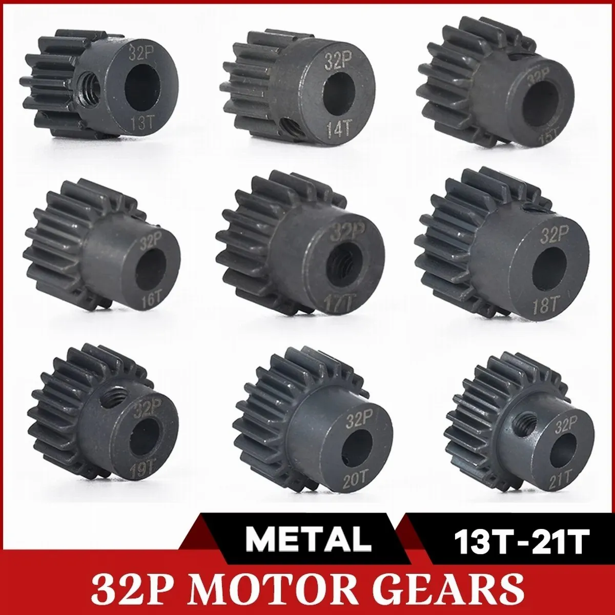 Mod-8-32P-5mm-Metal-Pinion-Gear-13-21T-Hardened-Steel-32-Pitch-Spur ...