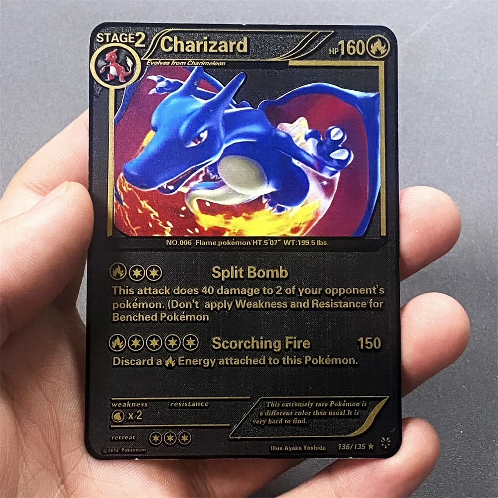 Iron Cards Gold Vmax Card Pikachu Charizard English Metal Cards Mega ...