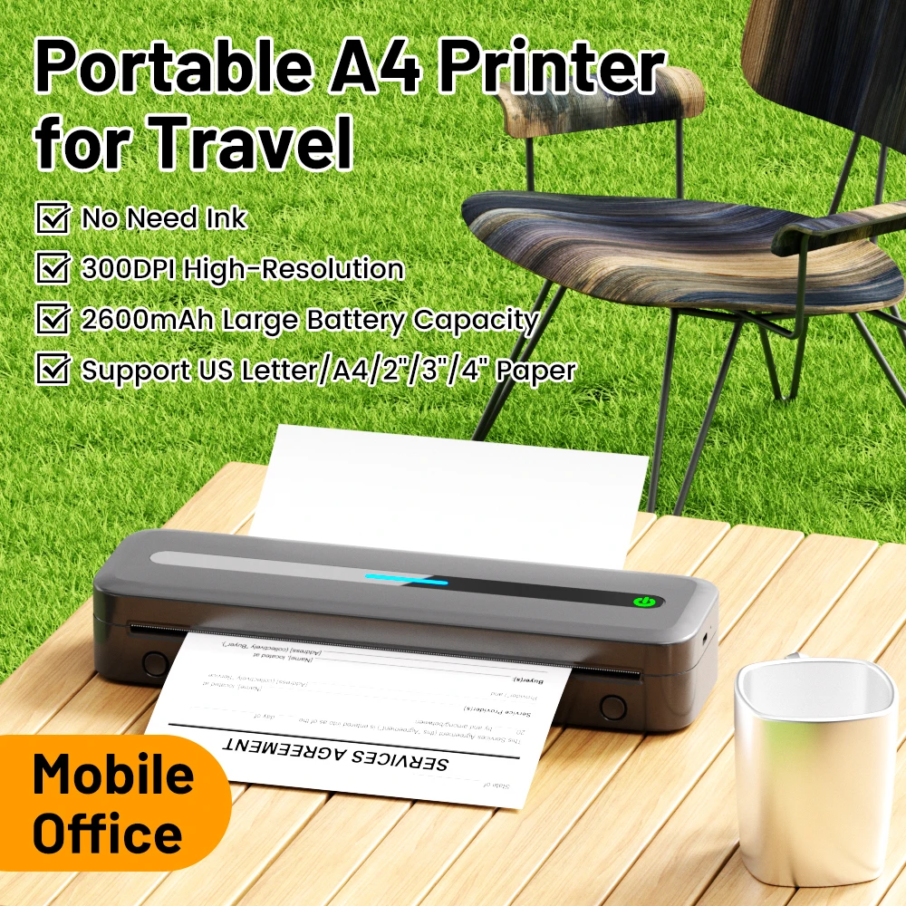 Portable-A4-Thermal-Printer-Inkless-Wireless-M832-for-Travel-Home-Work ...