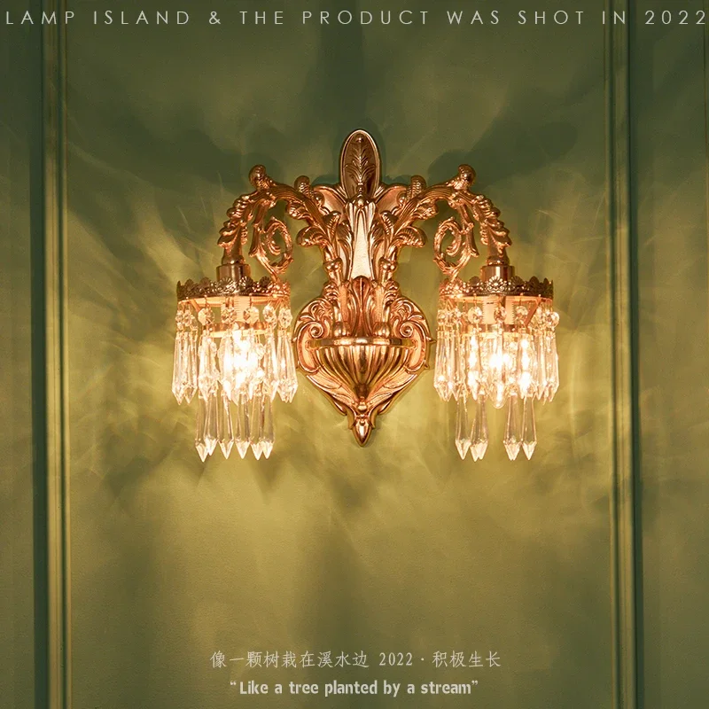 French-LED-All-Copper-Crystal-Wall-Lamps-Single-Head-Bedside-Lamp ...