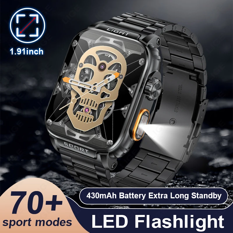 Lige-esporte-rel-gio-inteligente-masculino-lanterna-led-chamada-sem-fio ...