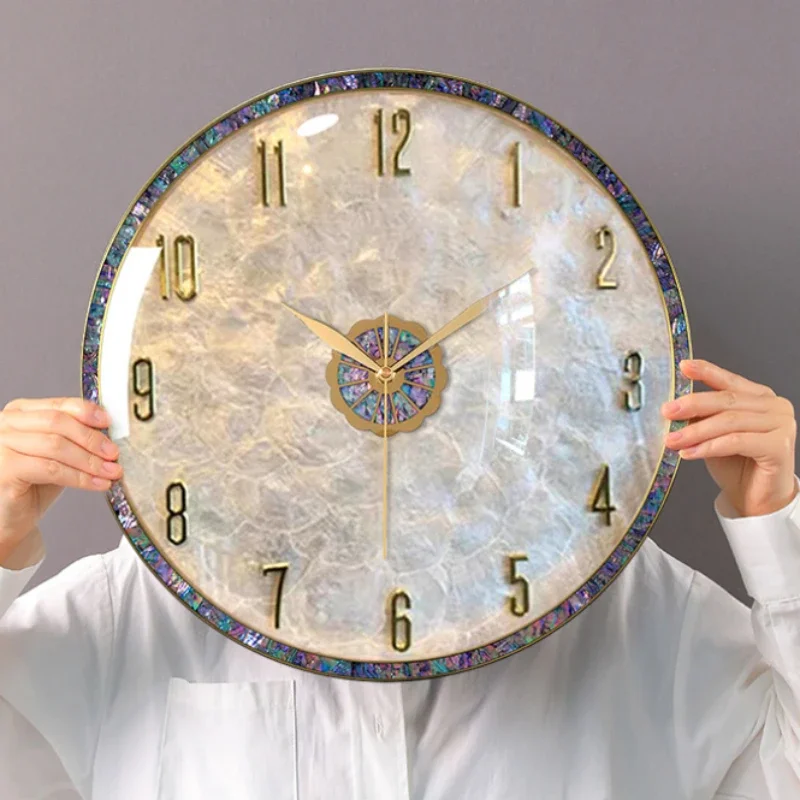 Luxury-Brass-Digital-Clock-for-Living-Room-Decoration-Shell-Wall-Clocks ...