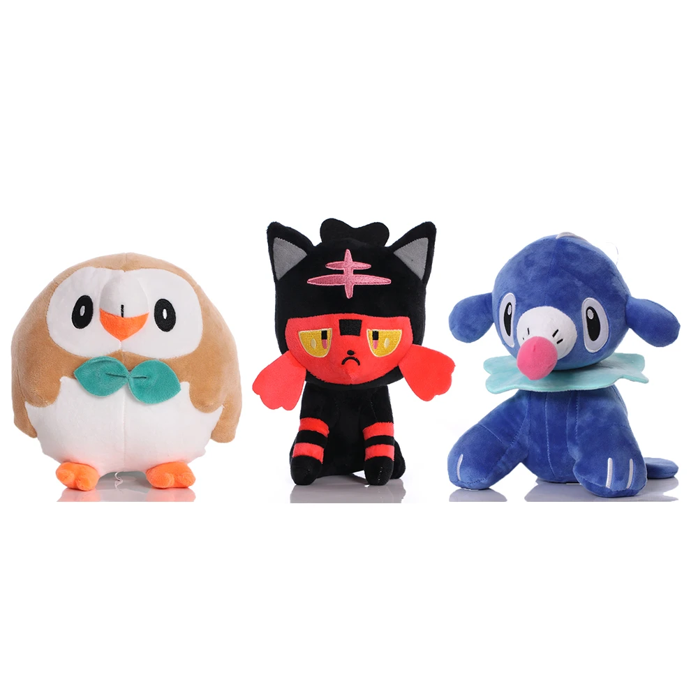 Initial Pokemon Plush Toy Litten Popplio Rowlet Peluche Stuffed Doll Combination Birthday ...