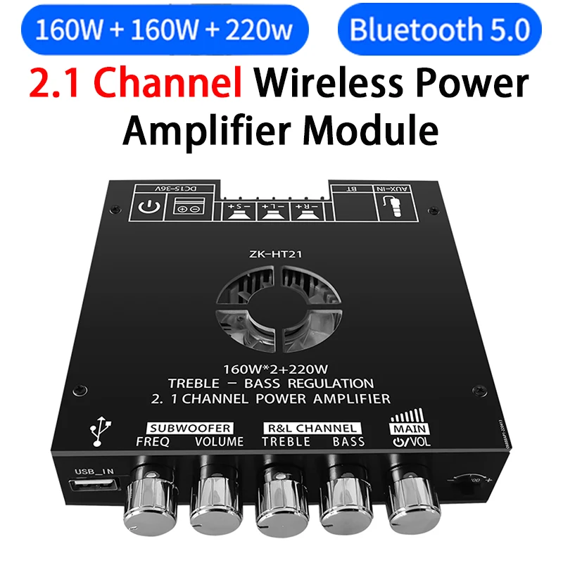 ZK-HT21-2-1-Channel-Bluetooth-Amplifier-Board-160Wx2-220W-HiFi-Subwoofer-TDA7498E-Stereo ...