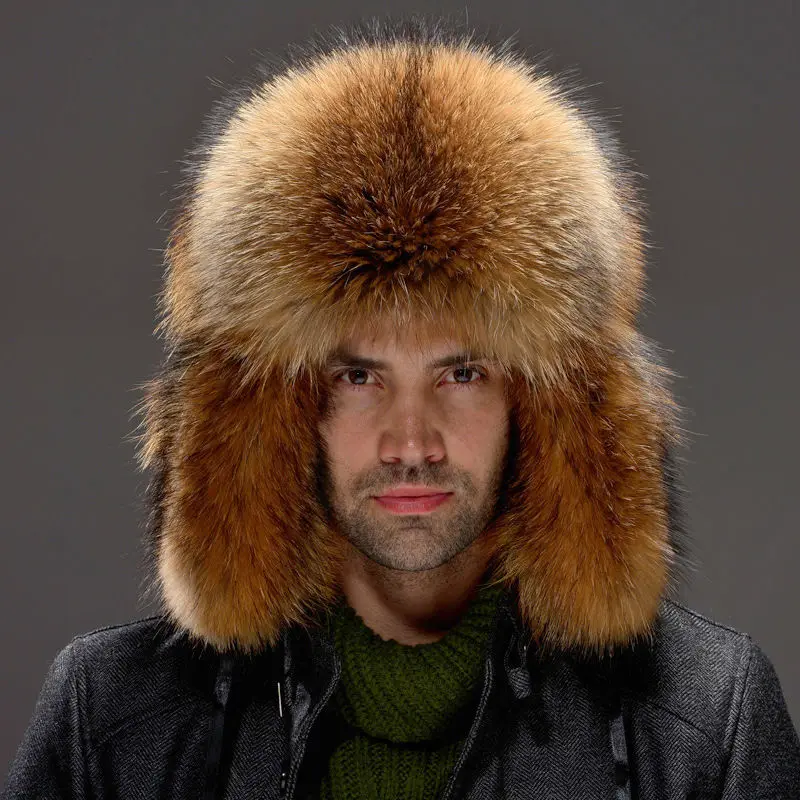 Winter Men Hats Brown Fox Fur High-end Elegant Warm Soft Not Wool ...