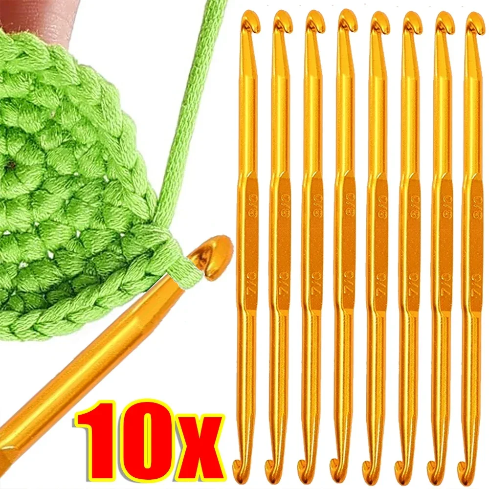 1/10Pcs Double Ended Crochet Hooks Assorted Size Anti Slip Aluminum ...