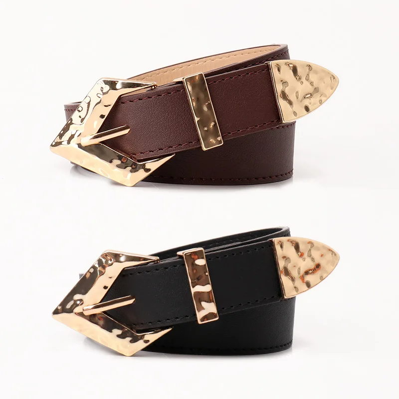 Women-s-Belt-Fashion-Gold-Irregular-Shape-Buckle-Trendy-Daily-Versatile ...